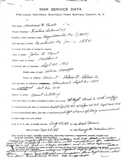 WWI Military Records of Fishers Islanders – Henry L. Ferguson Museum